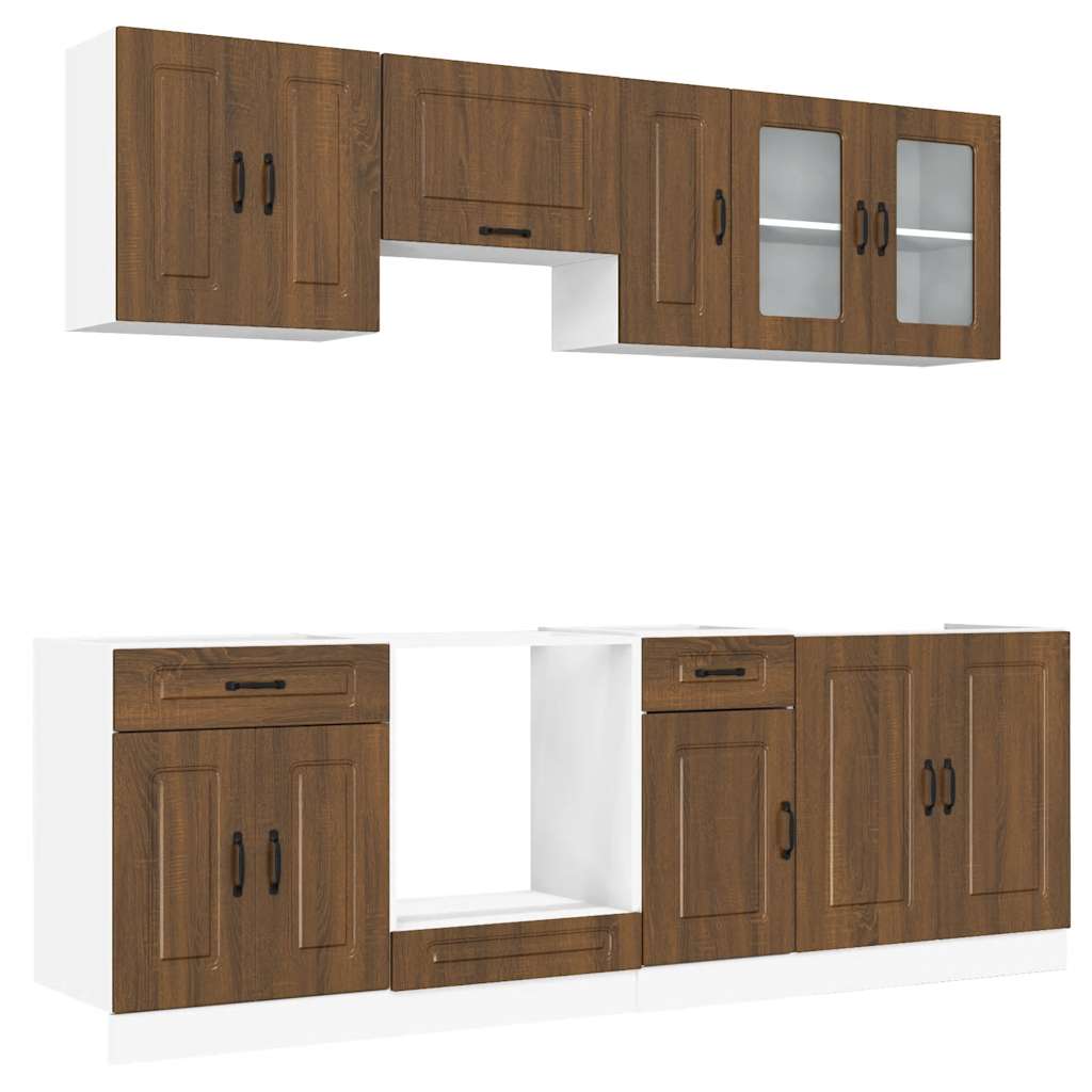 vidaXL 8 Piece Kitchen Cabinet Set Kalmar Brown Oak Engineered Wood ...
