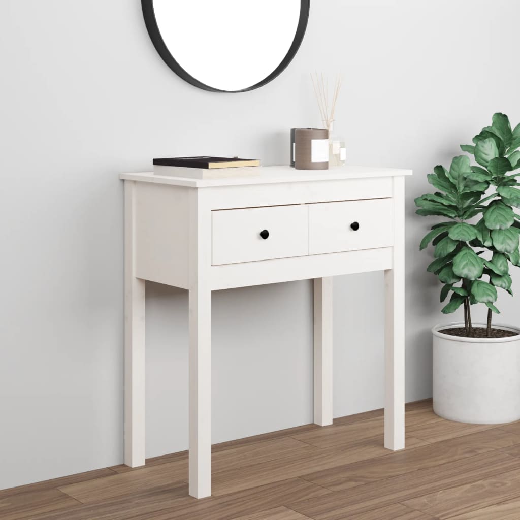 vidaXL Console Table White 70x35x75 cm Solid Wood Pine | vidaXL.ie