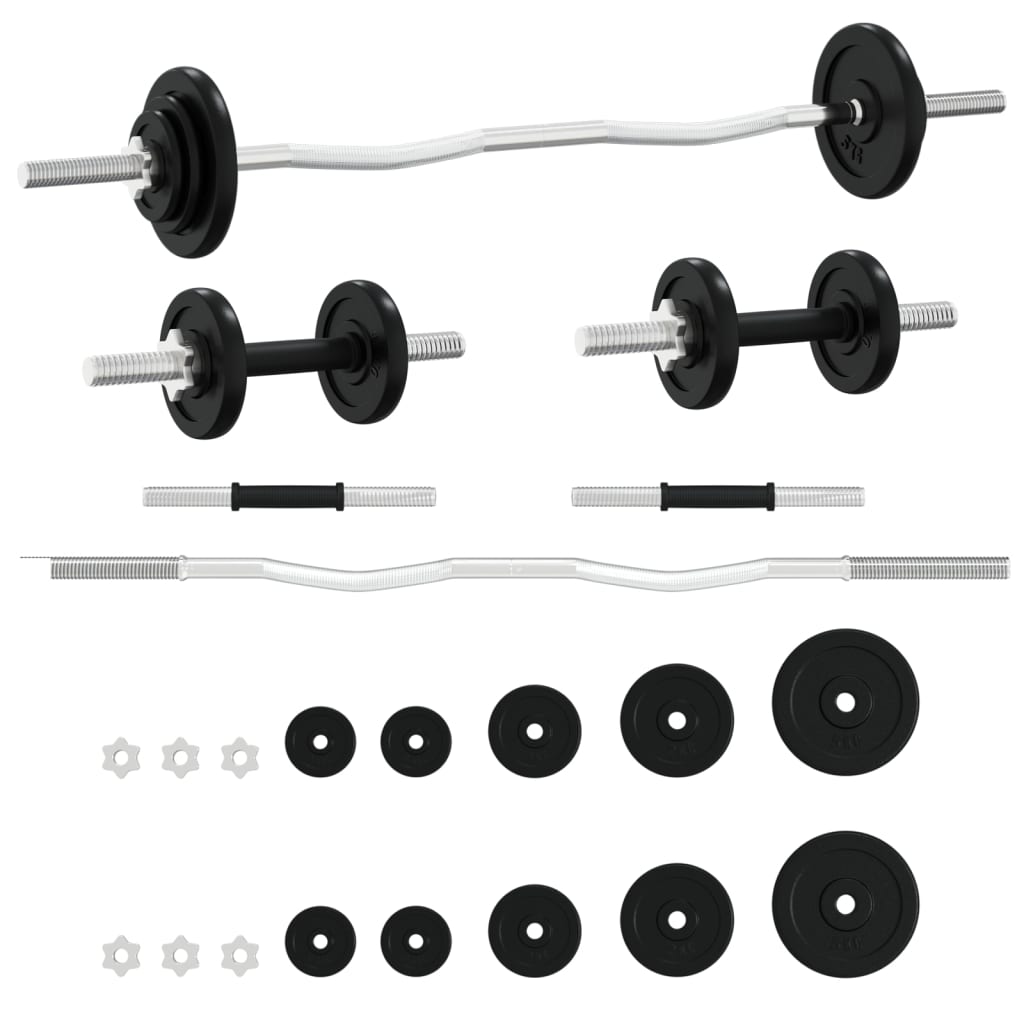vidaXL Barbell and Dumbbell Set 30 kg Cast Iron | vidaXL.ie