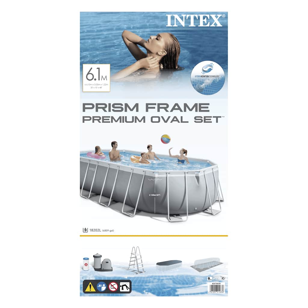 Intex Prism Frame Swimming Pool Set Oval 610x305x122 cm 26798GN | vidaXL.ie