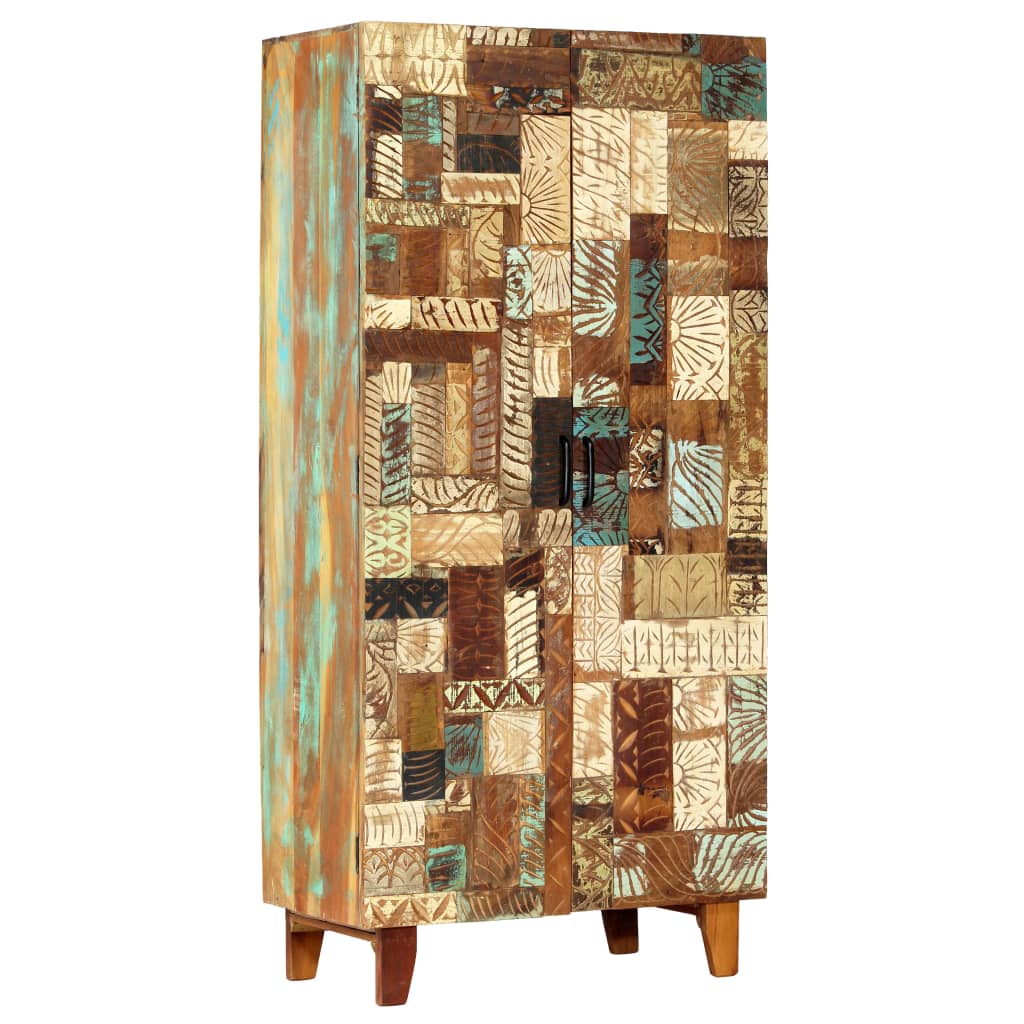 vidaXL Hand Carved Highboard 85x45x180 cm Solid Reclaimed Wood | vidaXL.ie