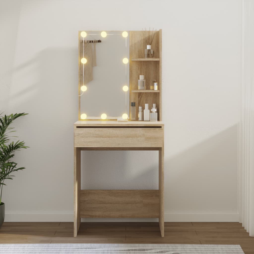 vidaXL Dressing Table with LED Sonoma Oak 60x40x140 cm | vidaXL.ie
