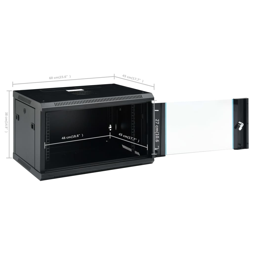 vidaXL 6U Wall Mounted Network Cabinet 19 IP20 600x450x375 mm | vidaXL.ie