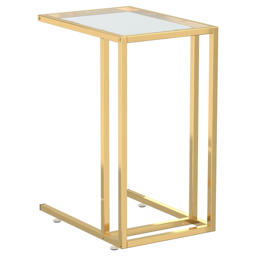 vidaXL Computer Side Table Transparent 50x35x65 cm Tempered Glass ...