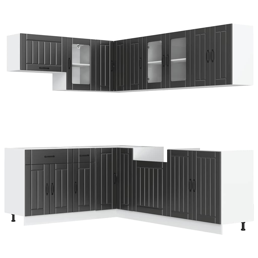 vidaXL 11 Piece Kitchen Cabinet Set Lucca Black Engineered Wood | vidaXL.ie