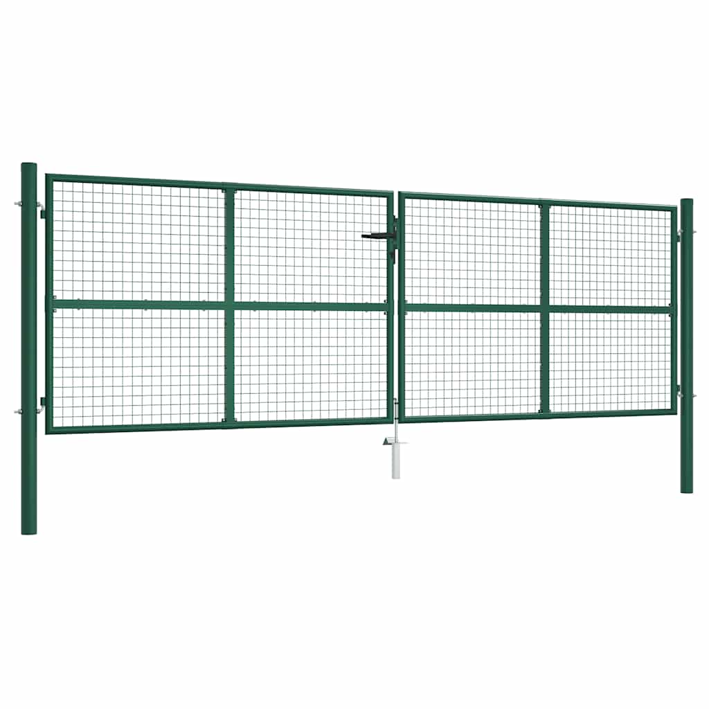 vidaXL Mesh Garden Gate Steel 390x125 cm Green | vidaXL.ie