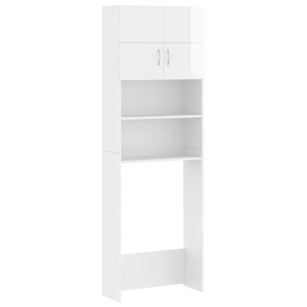 vidaXL Washing Machine Cabinet Set High Gloss White Engineered Wood ...