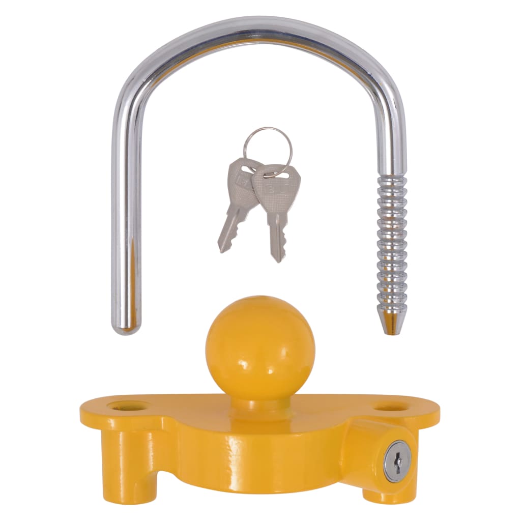 vidaXL Trailer Lock with 2 Keys Steel and Aluminium Alloy Yellow ...