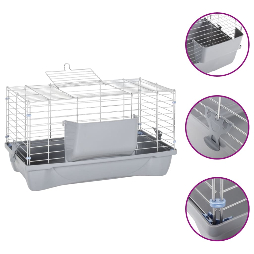 vidaXL Small Animal Cage Grey 58x32x31 cm Polypropylene and Metal ...