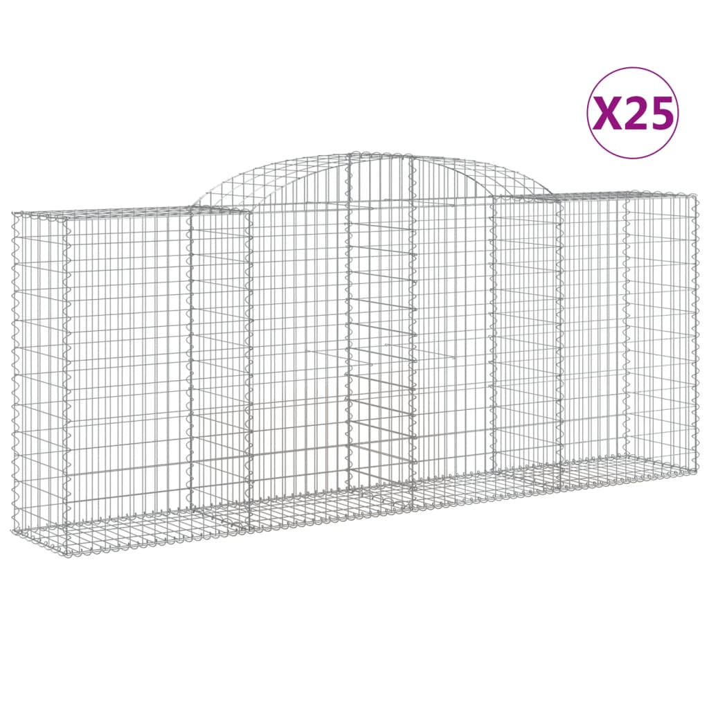 vidaXL Arched Gabion Baskets 25 pcs 300x50x120/140 cm Galvanised Iron ...