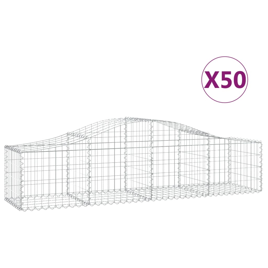 vidaXL Arched Gabion Baskets 50 pcs 200x50x40/60 cm Galvanised Iron ...