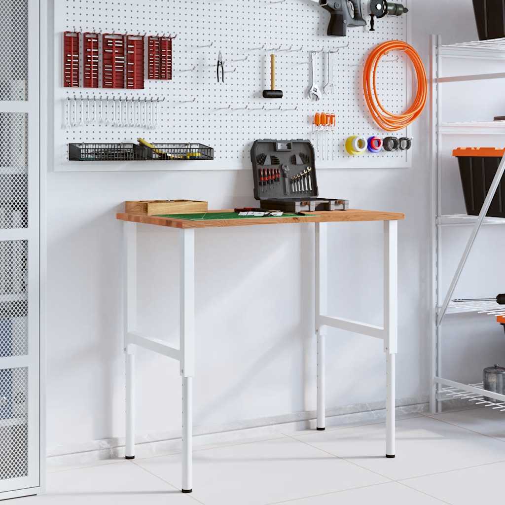 vidaXL Workbench Light Brown 100x60x(71.5-98) cm Solid Wood Oak | vidaXL.ie