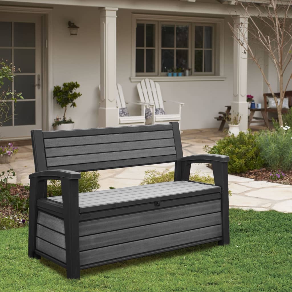 Keter 2-Seater Garden Bench with Storage Box Hudson 227 L Grey | vidaXL.ie