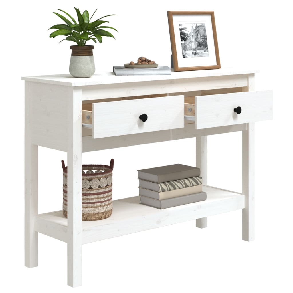 vidaXL Console Table White 100x35x75 cm Solid Wood Pine | vidaXL.ie