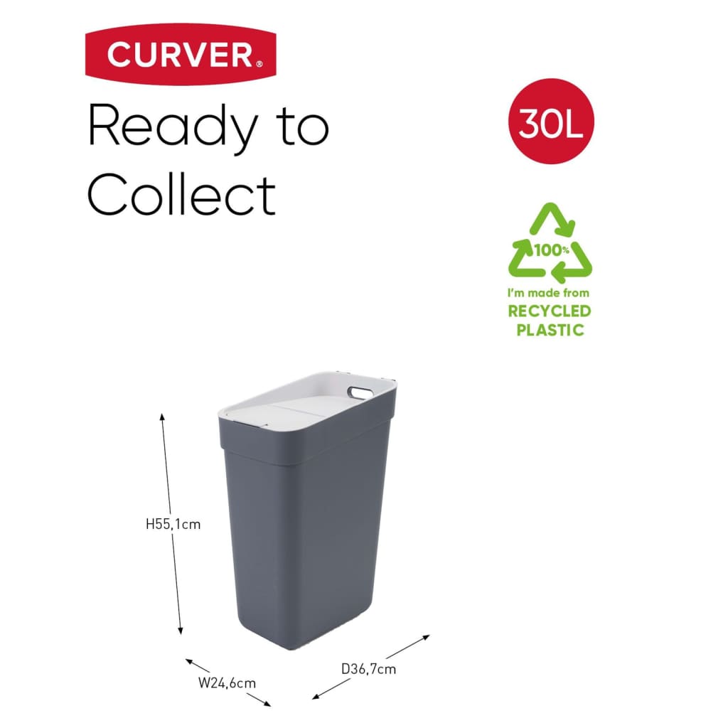 Curver Trash Can Ready to Collect 30L Dark Grey | vidaXL.ie