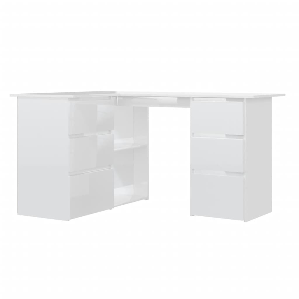 vidaXL Corner Desk High Gloss White 145x100x76 cm Engineered Wood ...