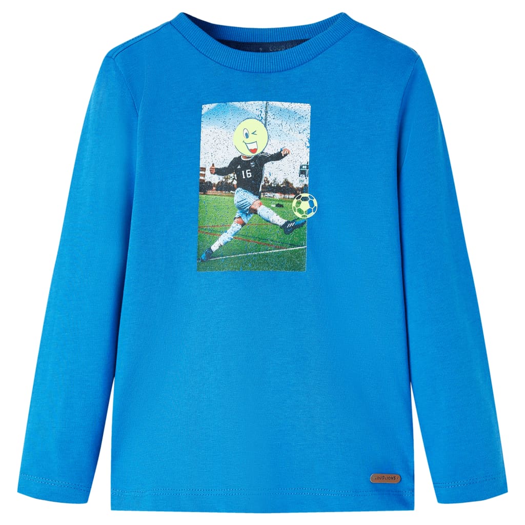Kids' T-shirt with Long Sleeves Cobalt Blue 140 | vidaXL.ie