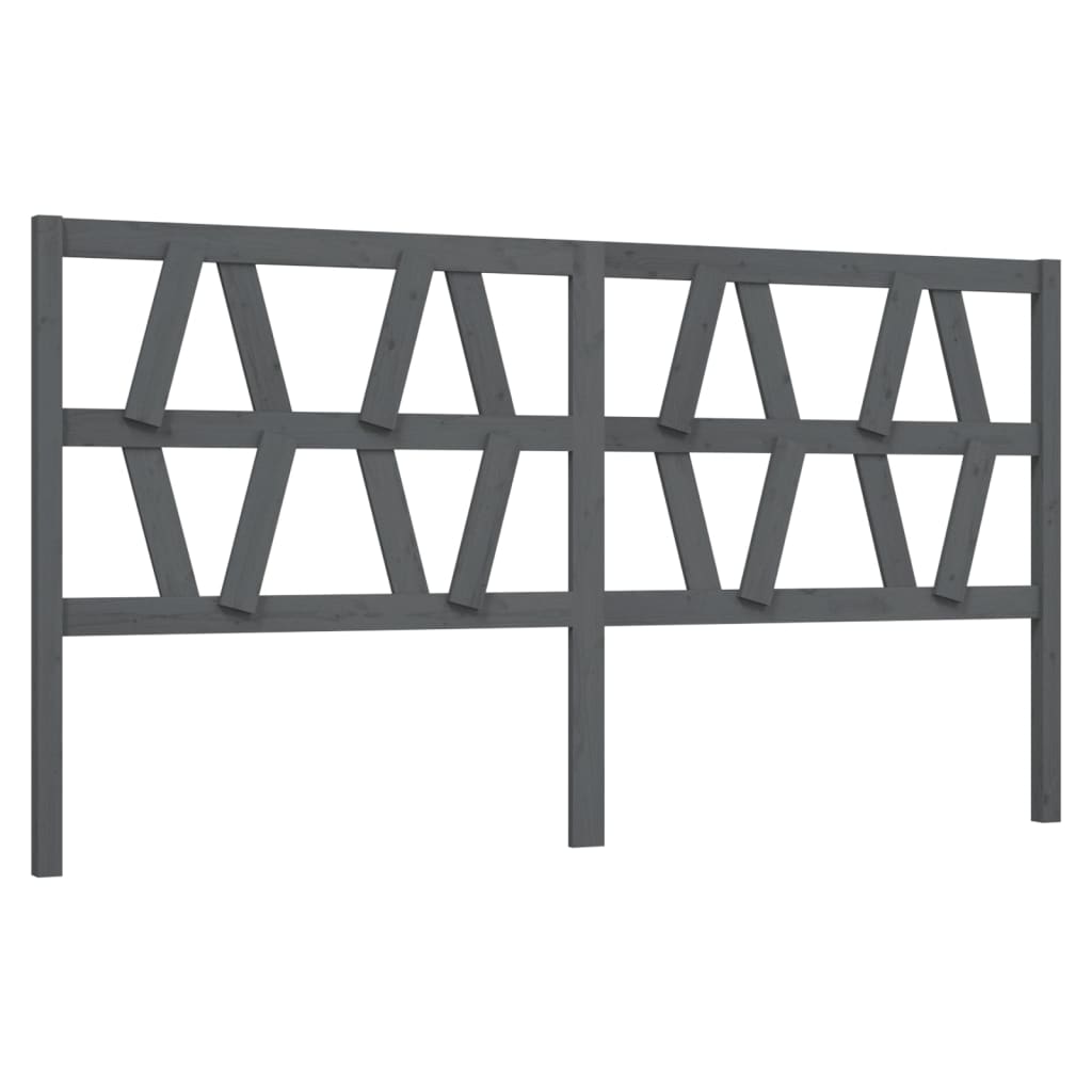 vidaXL Bed Headboard Grey 206x4x100 cm Solid Wood Pine | vidaXL.ie