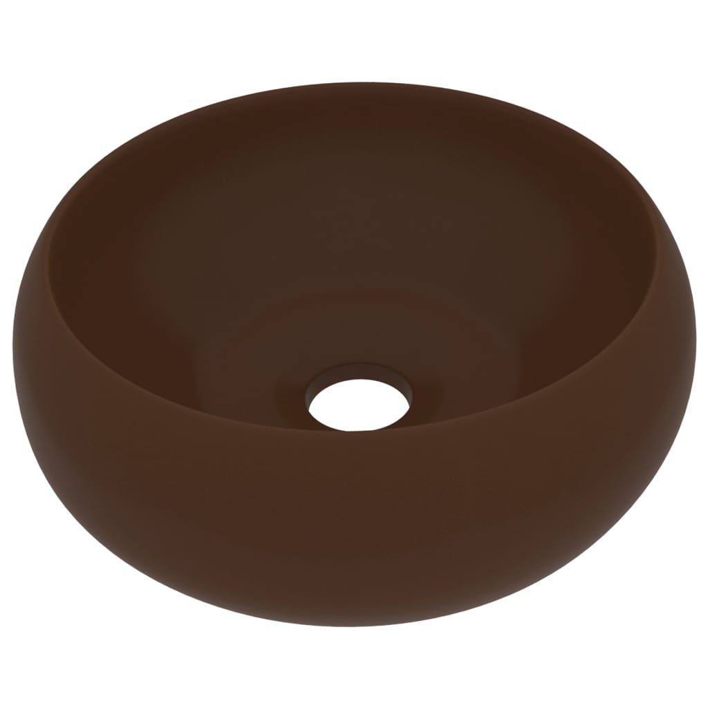 vidaXL Luxury Wash Basin Round Matt Dark Brown 40x15 cm Ceramic | vidaXL.ie