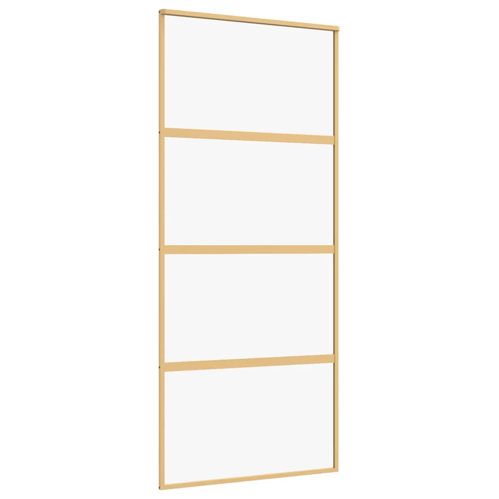 vidaXL Sliding Door Gold 90x205 cm Clear ESG Glass and Aluminium ...
