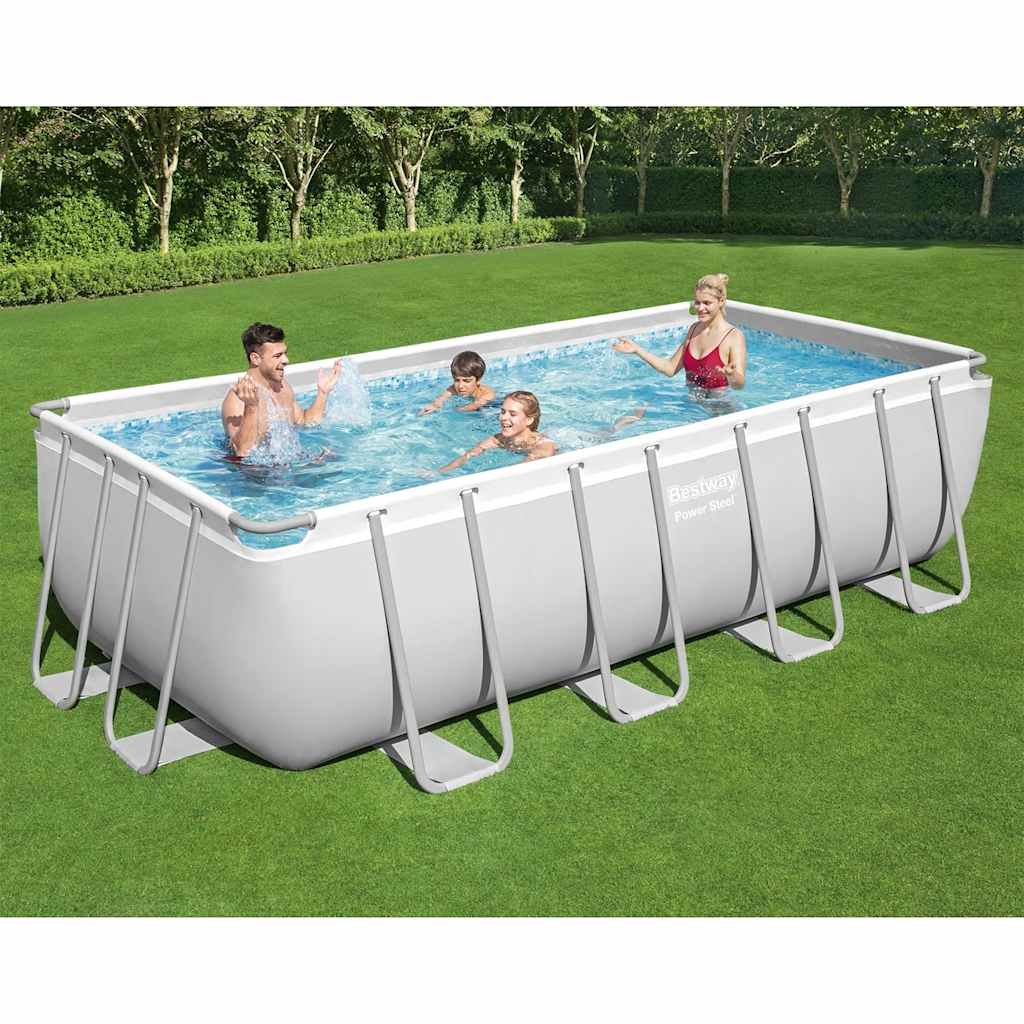 Bestway Power Steel Swimming Pool Set Rectangular 488x244x122 cm ...
