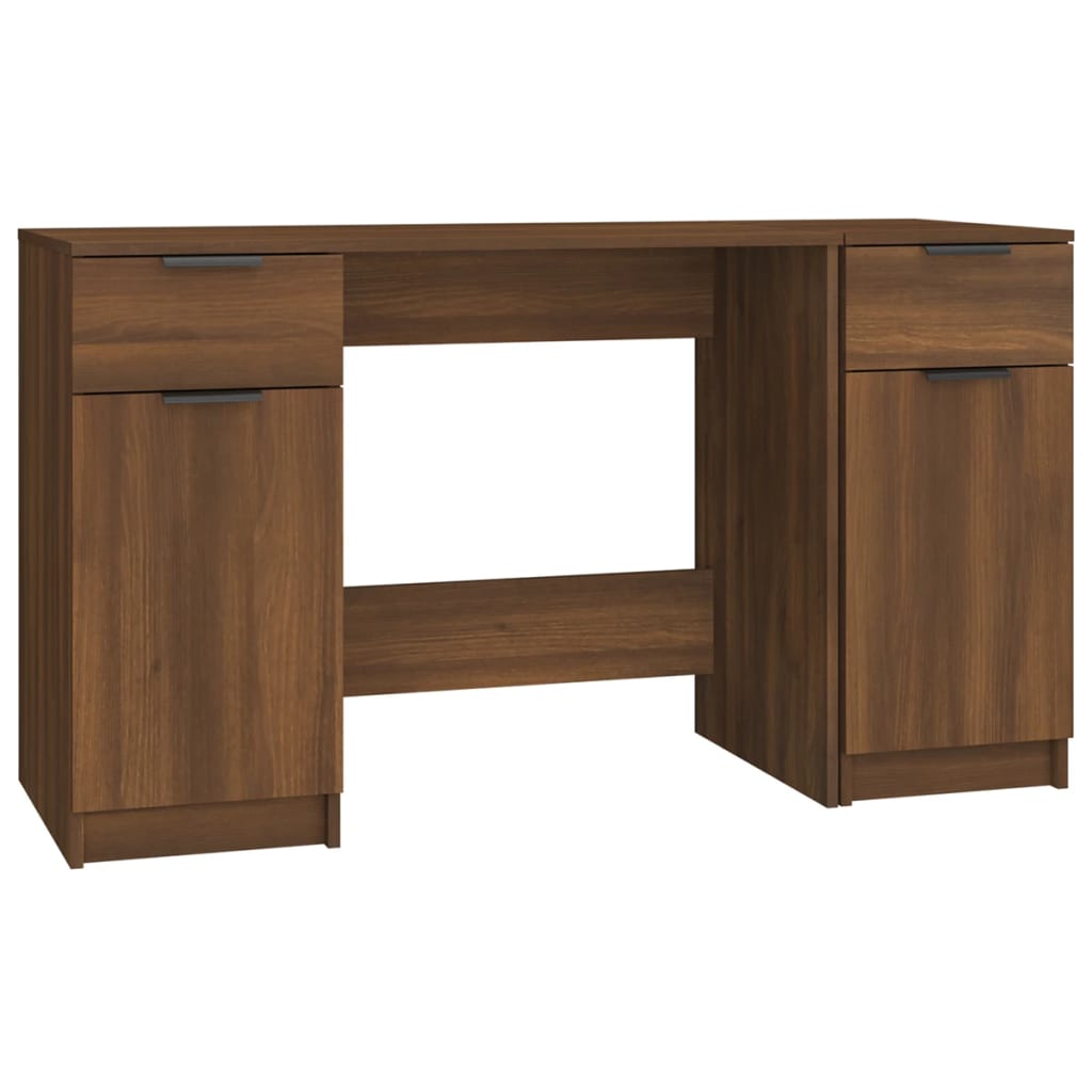 vidaXL Desk with Side Cabinet Brown Oak Engineered Wood | vidaXL.ie