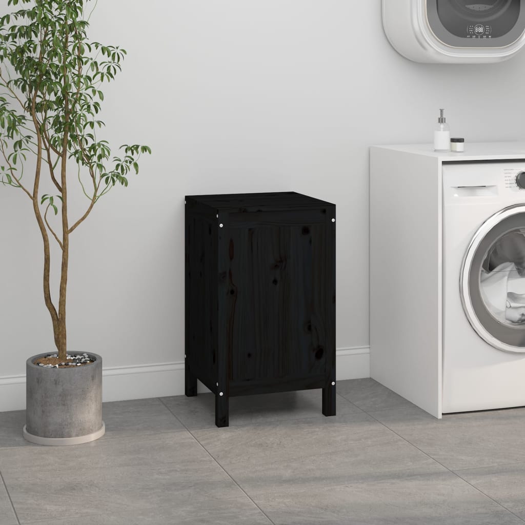 vidaXL Laundry Box Black 44x44x76 cm Solid Wood Pine | vidaXL.ie