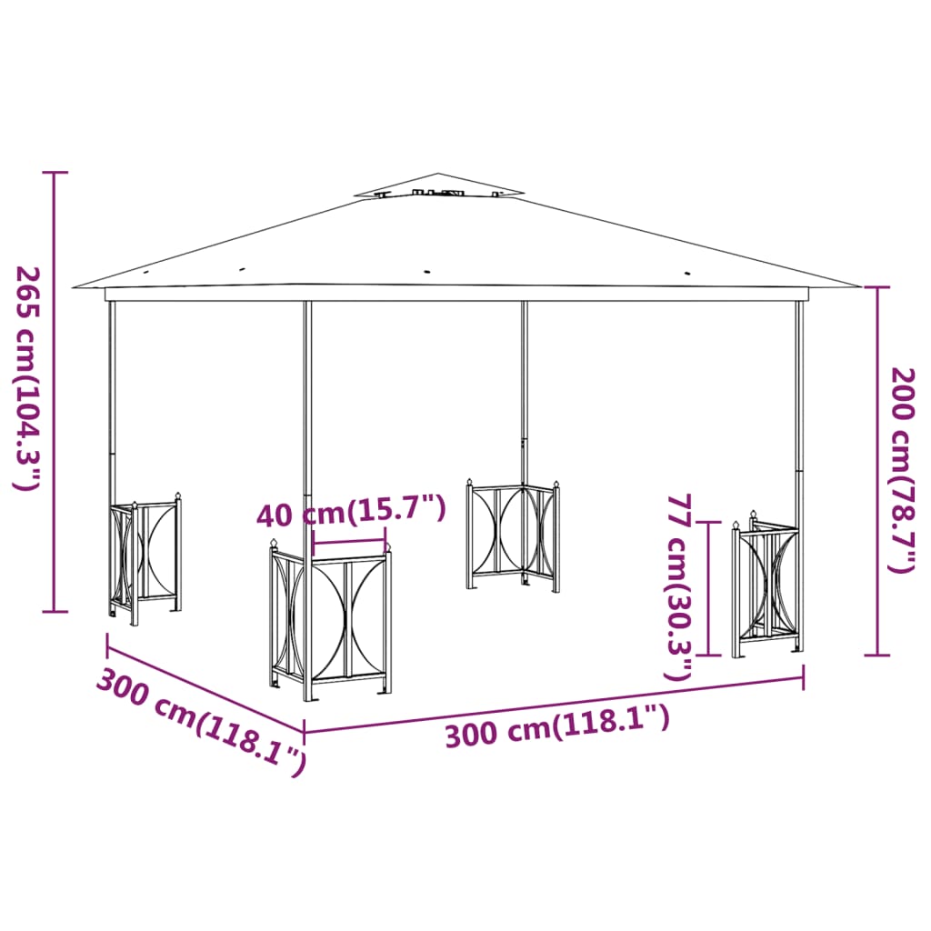 vidaXL Gazebo with Sidewalls&Double Roofs 3x3 m Cream | vidaXL.ie