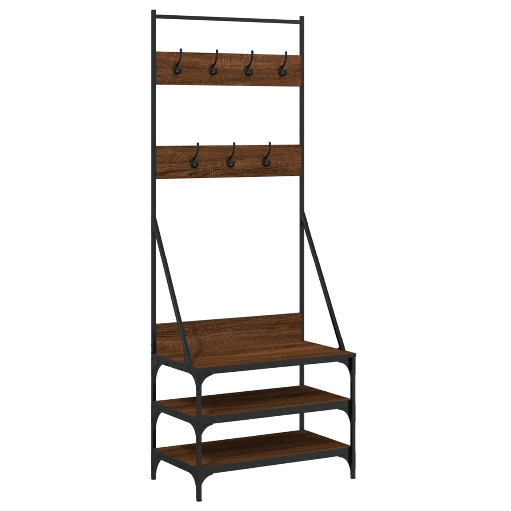 vidaXL Clothes Rack with Shoe Storage Brown Oak 70x40x184 cm | vidaXL.ie