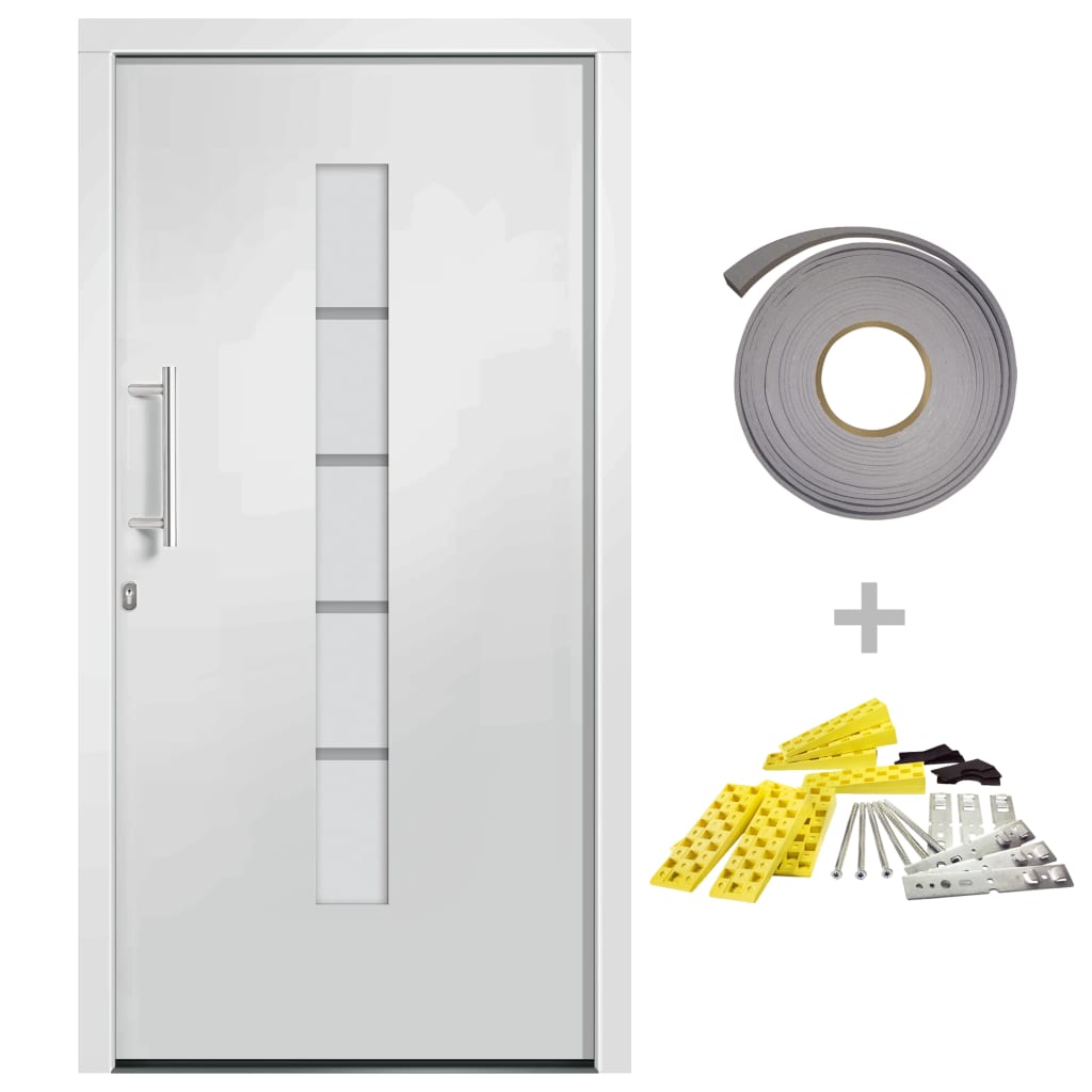 vidaXL Front Door Aluminium and PVC White 100x210 cm | vidaXL.ie
