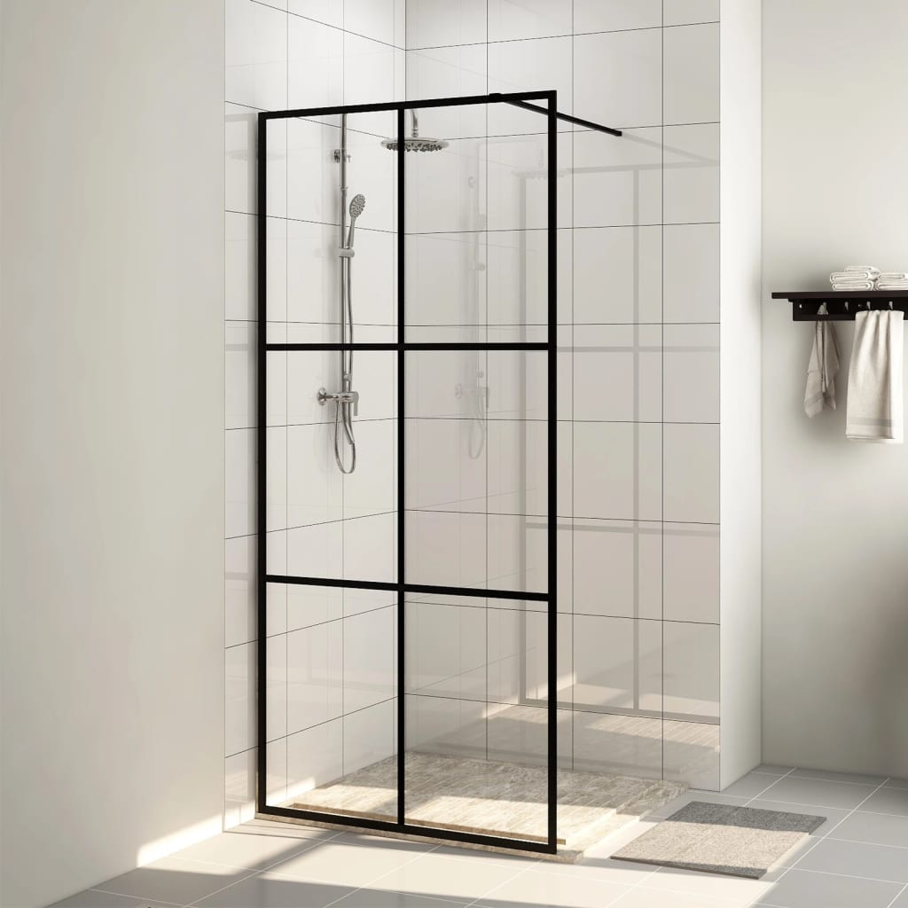vidaXL Walk-in Shower Wall with Clear ESG Glass 80x195 cm Black | vidaXL.ie