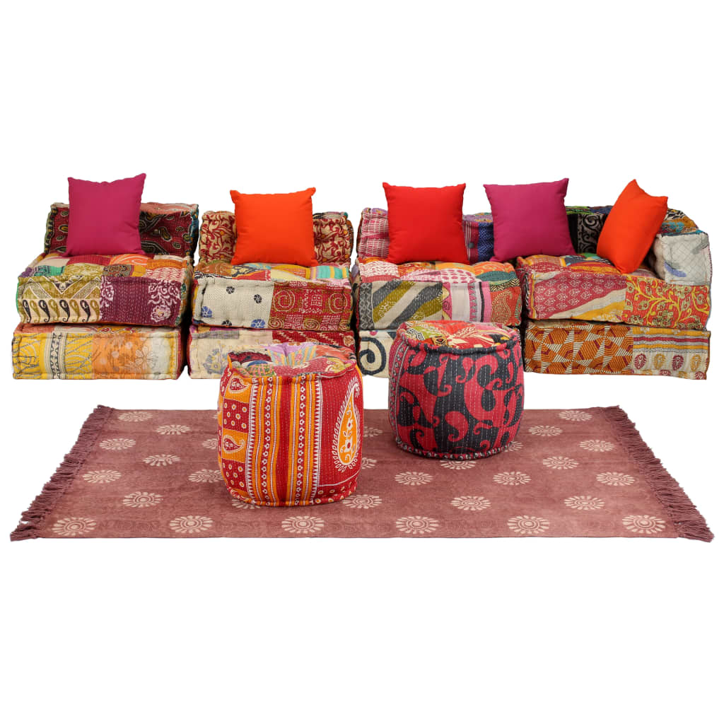 vidaXL Modular Sofa Set 16 Pieces Fabric Patchwork | vidaXL.ie