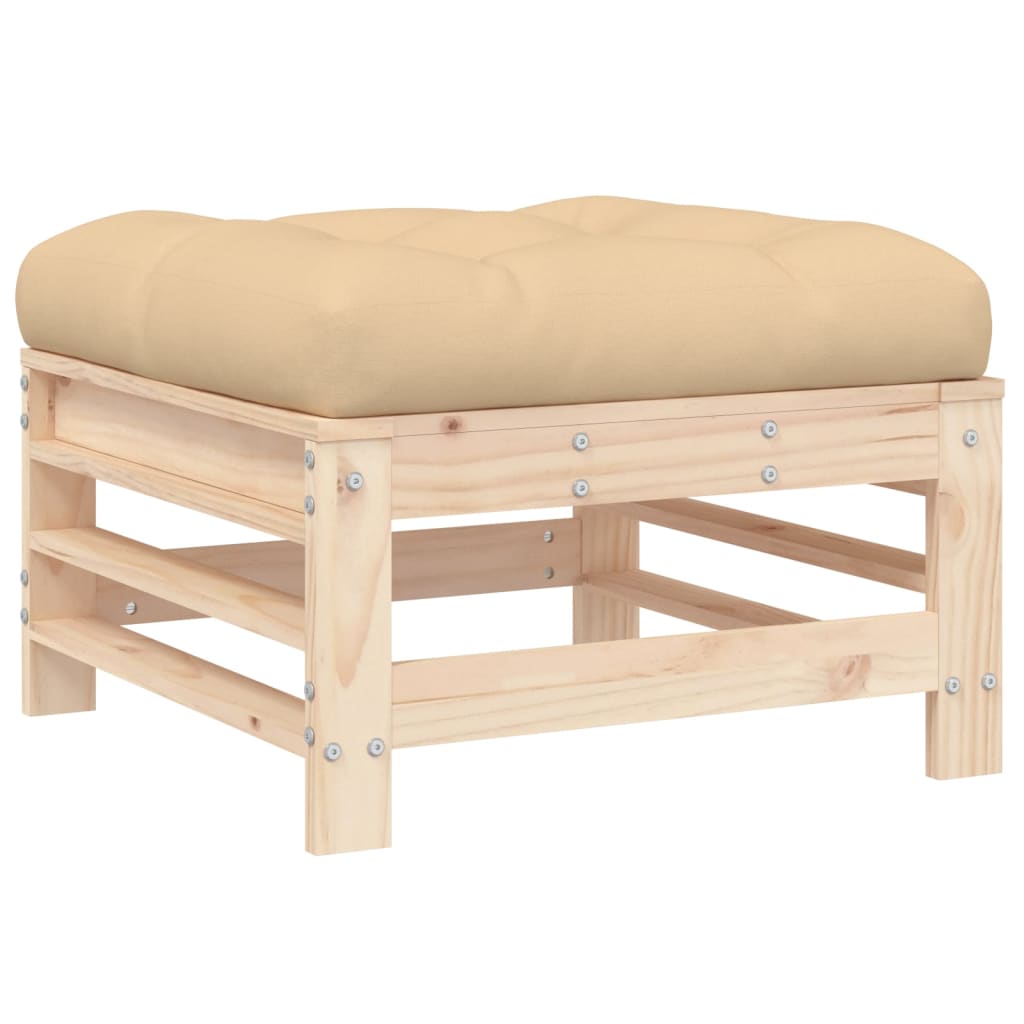 vidaXL Garden Footstool with Cushion Solid Wood Pine | vidaXL.ie
