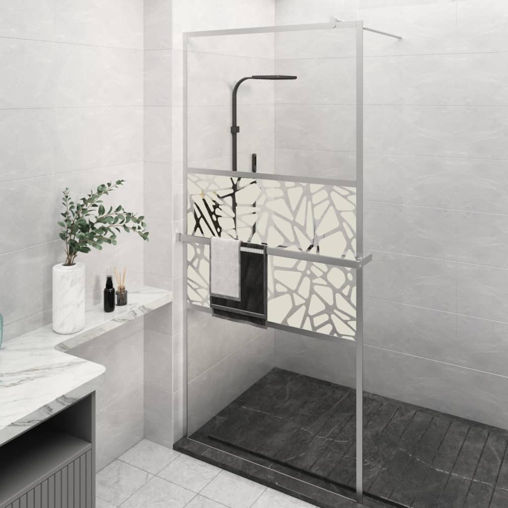 vidaXL Walk-in Shower Wall with Shelf Chrome 90x195 cm ESG Glass ...