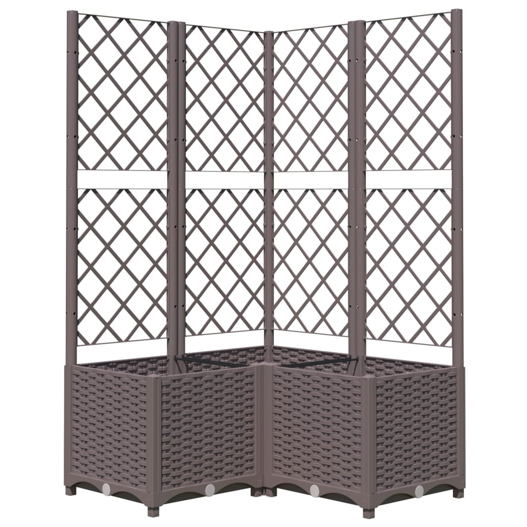 vidaXL Garden Planter with Trellis Brown 80x80x136 cm PP | vidaXL.ie
