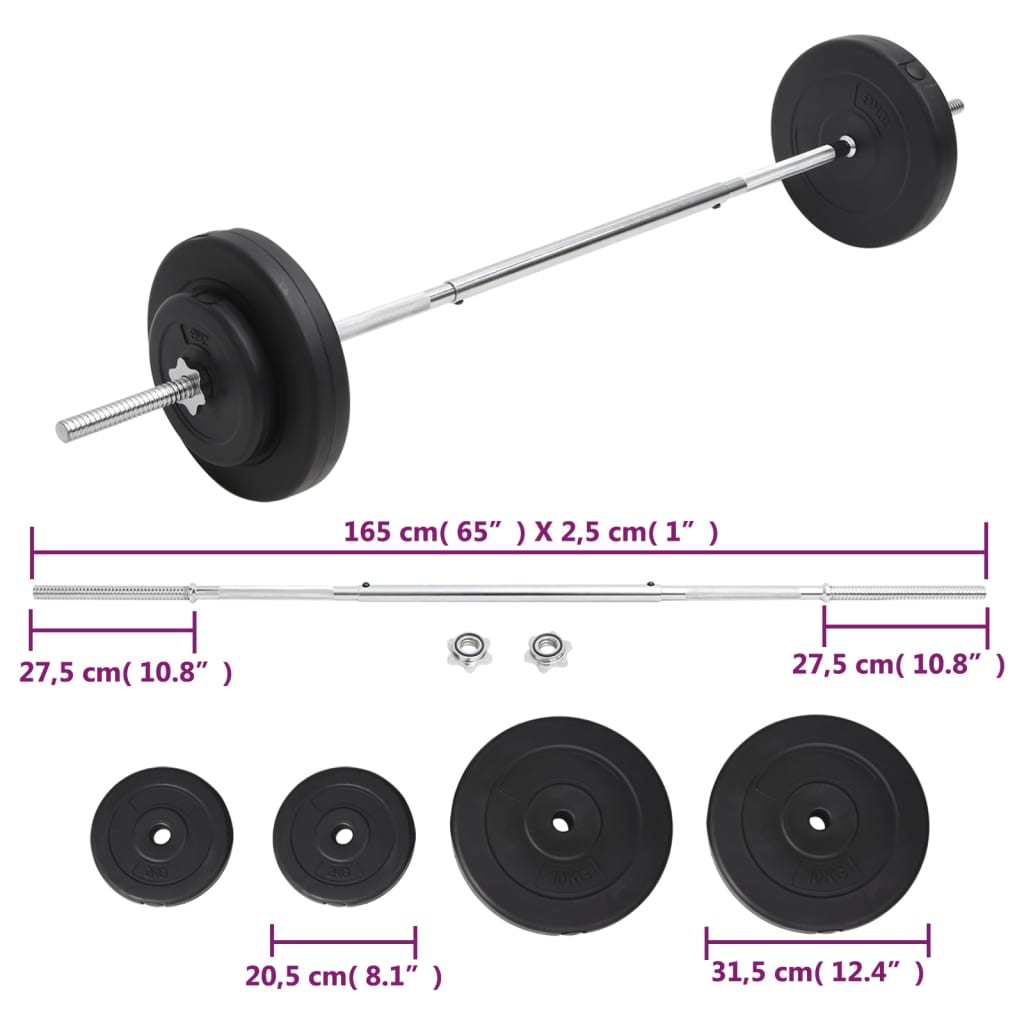 vidaXL Barbell with Plates Set 30 kg | vidaXL.ie