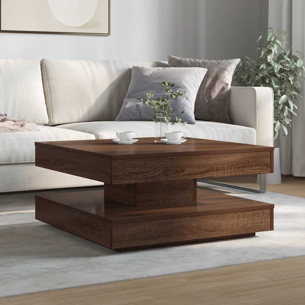 vidaXL Coffee Table 360-Degree Rotatable Brown Oak 70x70x34.5 cm ...