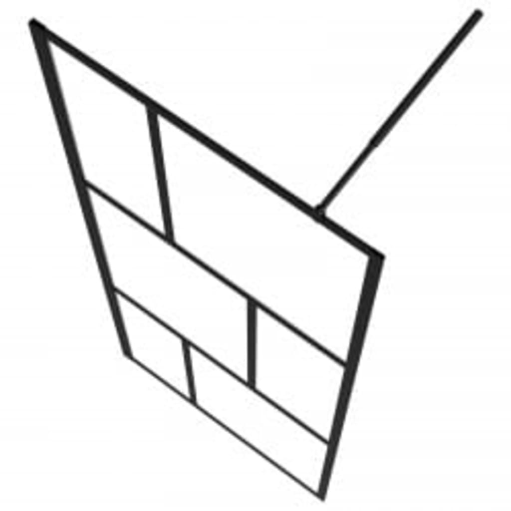 vidaXL Walk-in Shower Wall with Shelf Black 80x195 cm ESG Glass ...