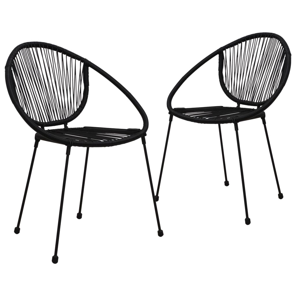 vidaXL Garden Chair | Set of 2 | Black | PVC rattan, steel | Standard ...
