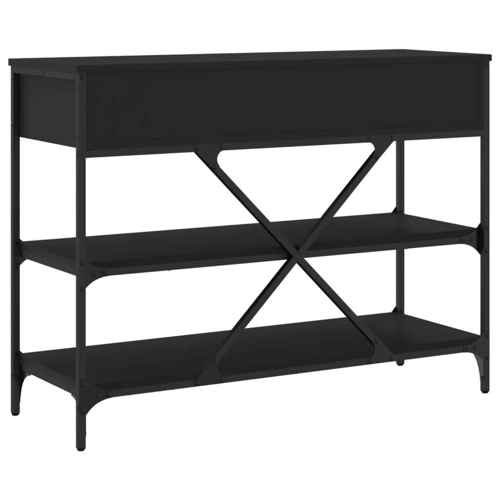vidaXL Console Table with Drawers and Shelves Black Engineered Wood ...